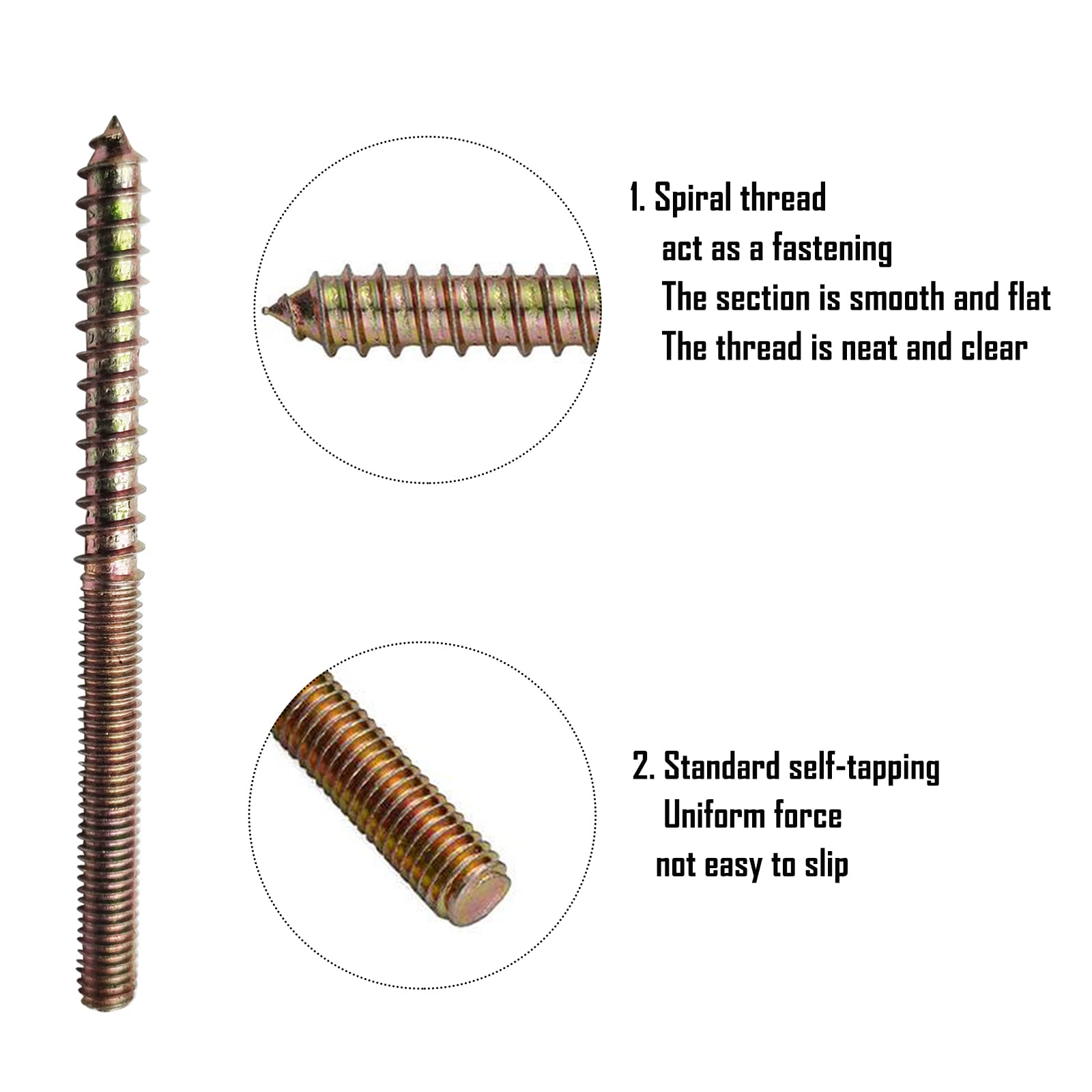 20pcs Hanger Bolts Double Headed Bolts,with Hanger Bolt Driver,for Furniture Wood Connection(M6x70mm)