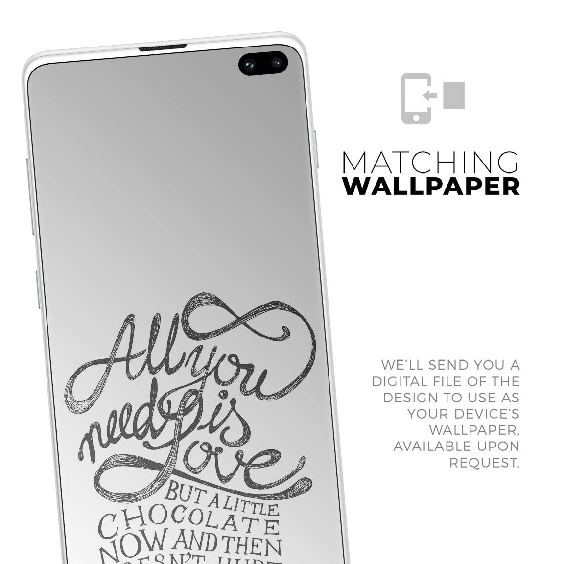 DesignSkinz Love and Chocolate Protective Vinyl Decal Wrap Skin Cover Compatible with The Samsung Galaxy S20 (Screen Trim & Back Glass Skin)