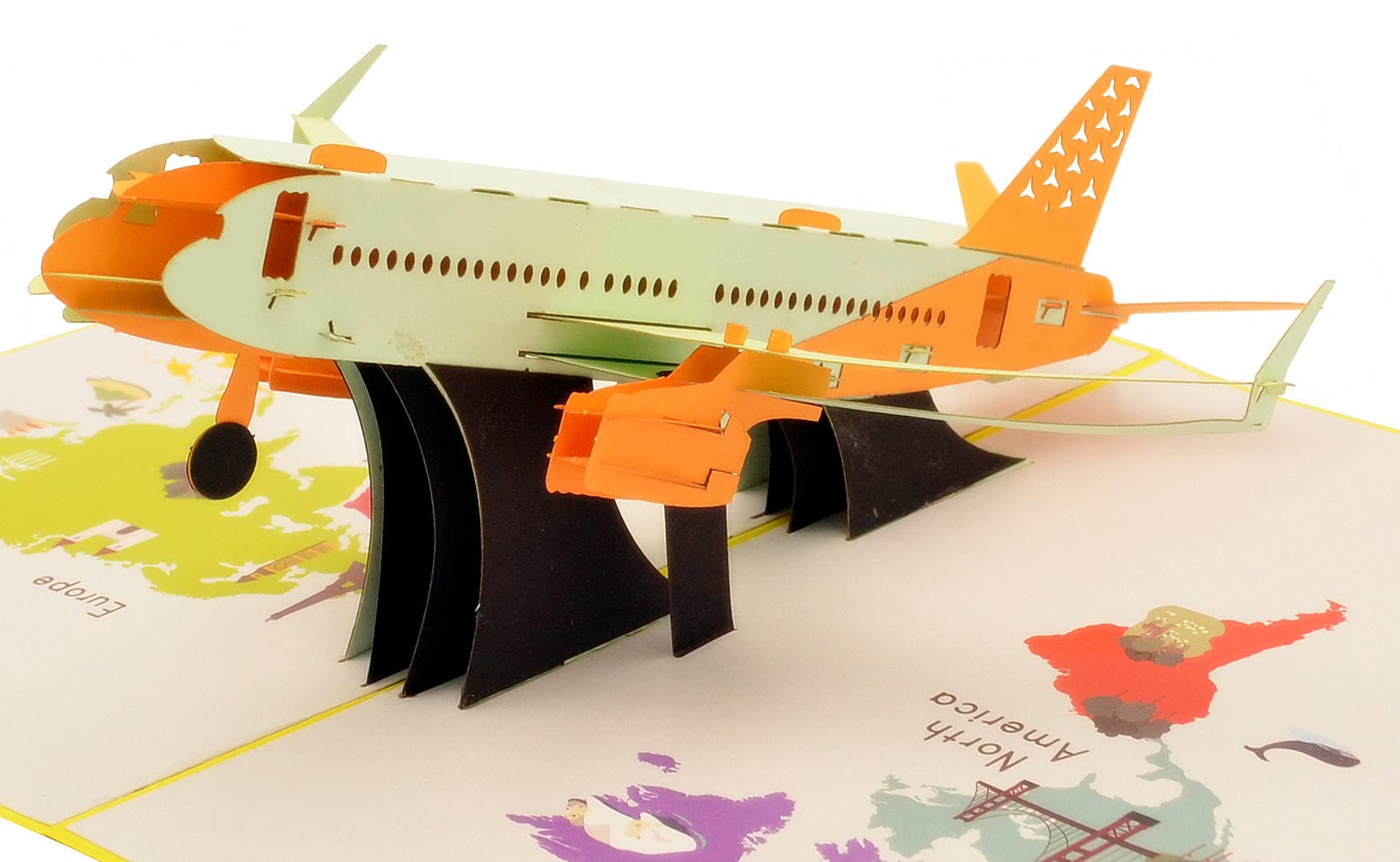 Airplane Pop Up Card come with Flying Butterfly,Ideal 3D Greeting Card for All Occasions,Happy Birthday, Graduation, Congratulations, Retirement,Pilots, Plane Travelers. 6"x8" when colsed. (Airbus)