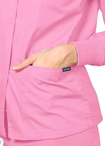 Adar Universal Scrubs for Women - Round Neck Warm-Up Scrub Jacket - 602 - Sherbet - XL