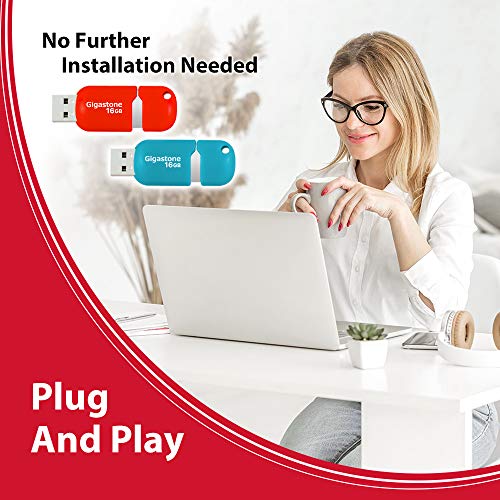 Gigastone V10 16GB 5-Pack USB 2.0 Flash Drive Thumb Drive Memory Stick Pen Drive Capless Retractable Design (Multi Color)