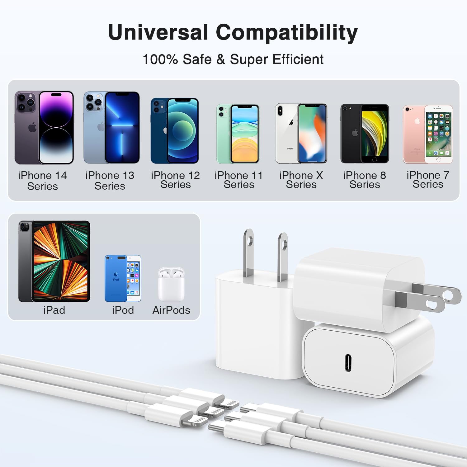 QZIIW iPhone Charger,iPhone Fast Charger,[MFi Certified] iPhone Fast Adapter,USB C to Lightning Charging Cable 6 Feet,20W USB C Wall Charger with Compatible iPhone 14 13 12 11 Pro Max,iPad