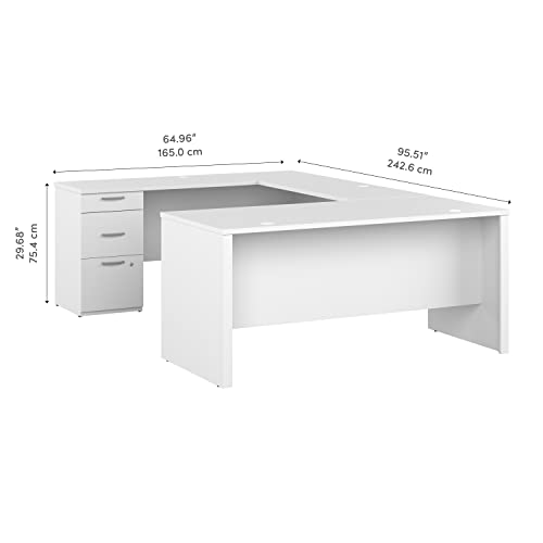 Bestar Logan U Shaped Desk in Pure White, 65W