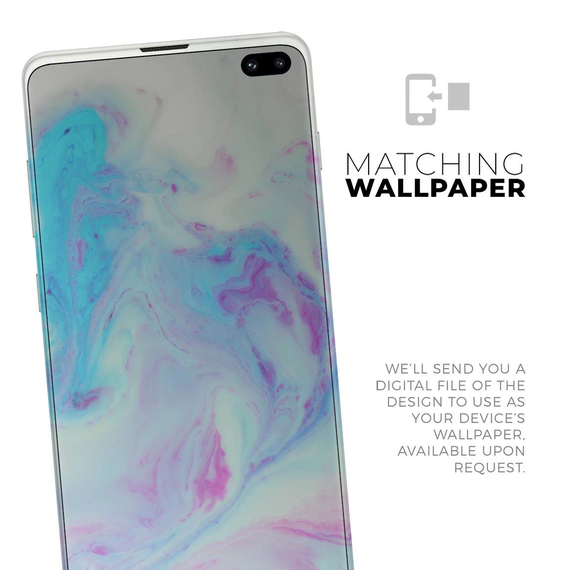 DesignSkinz Marbleized Pink and Blue Paradise V371 Protective Vinyl Decal Wrap Skin Cover Compatible with The Samsung Galaxy S20 (Screen Trim & Back Glass Skin)