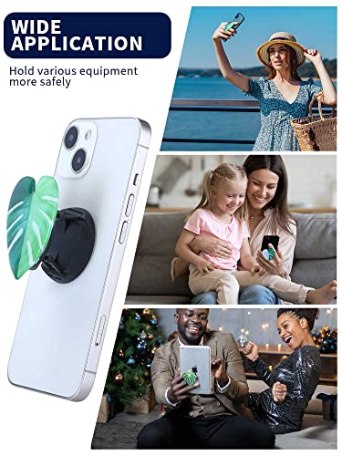 8 Pcs Leaves Phone Holder Green Plant Cell Phone Grip Holder Monstera Philodendron Anthurium Phone Sockets Cute Phone Finger Collapsible Expanding Kickstand Holder for Smartphone and Tablets