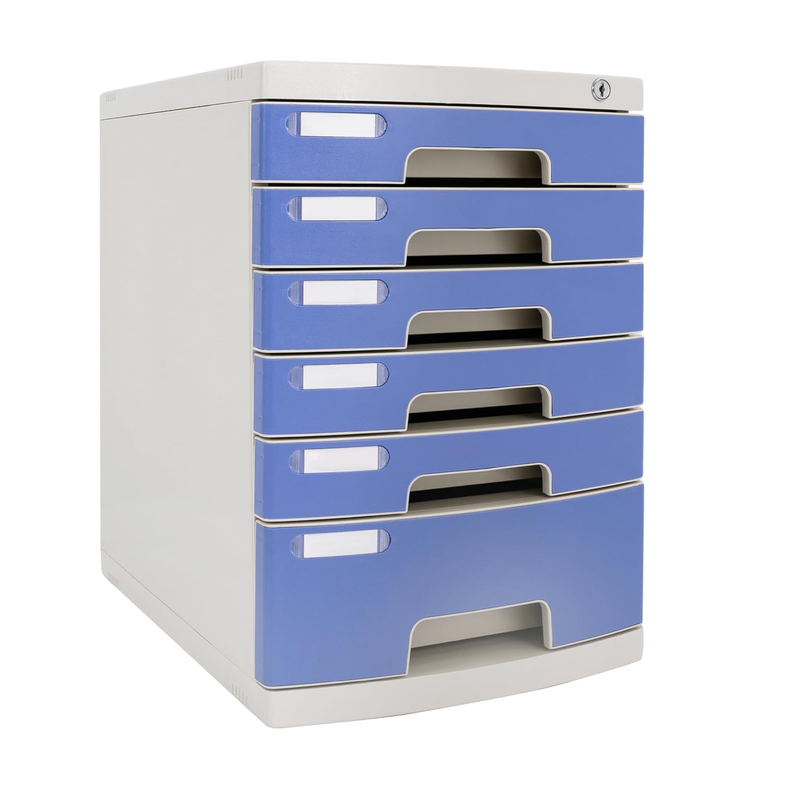 6 Drawer Plastic Storage Bins Lockable Desk File Organizer Modern 6-Tier Storage Box Drawers Organizer with Drawers for Home Bedroom Office, Blue