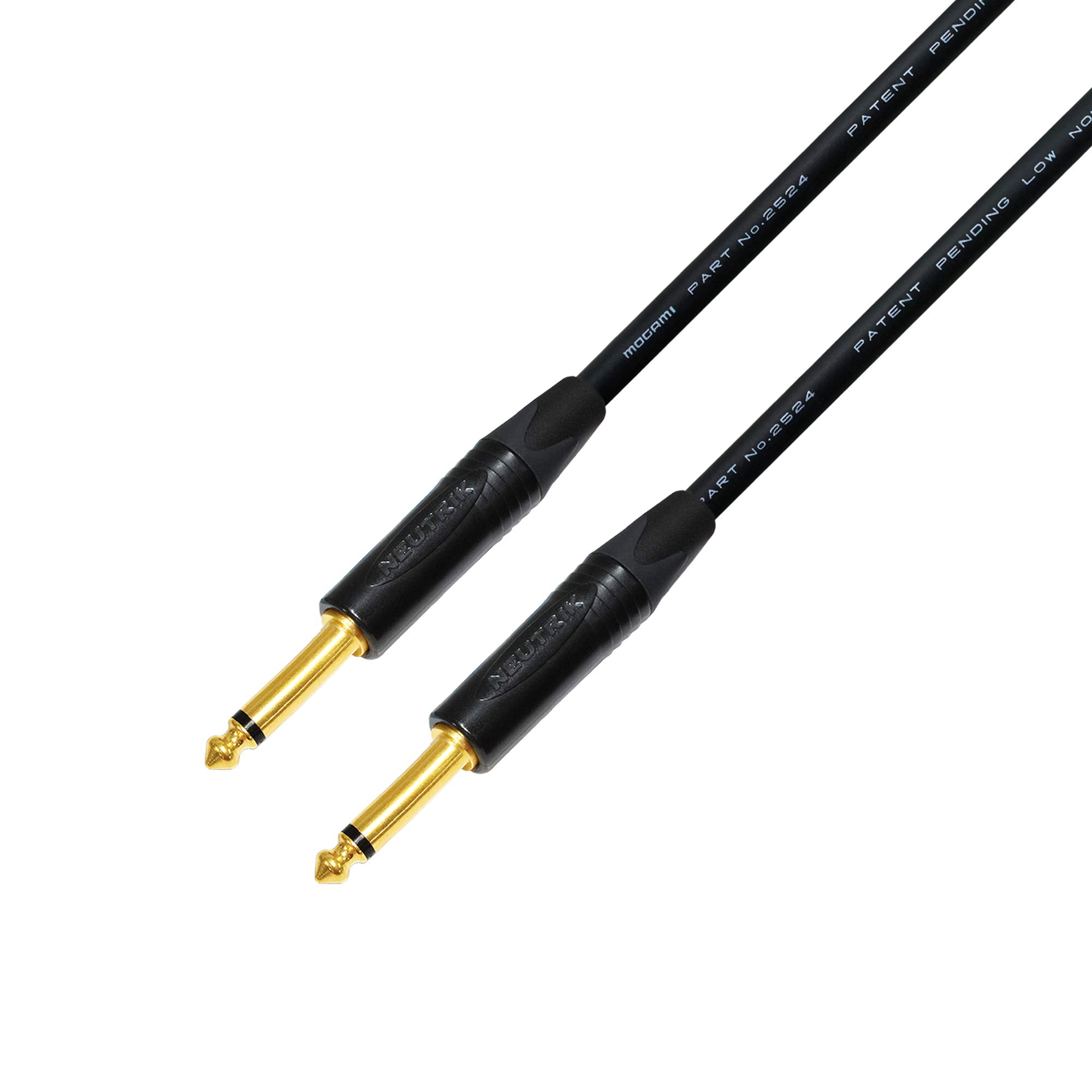 25 Foot - Guitar Bass Instrument Cable CUSTOM MADE By WORLDS BEST CABLES – using Mogami 2524 wire and Neutrik NP2X-B ¼ Inch (6.35mm) Straight Gold TS Connectors