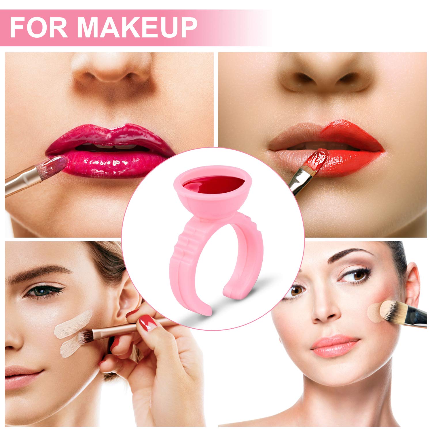 MEKK Glue Rings Glue Rings for Eyelash Extensions 300PCS Pink Lash Extension Supplies Eyelash Glue Rings Disposable Pigment Rings for Eyelash Extension Nail Art