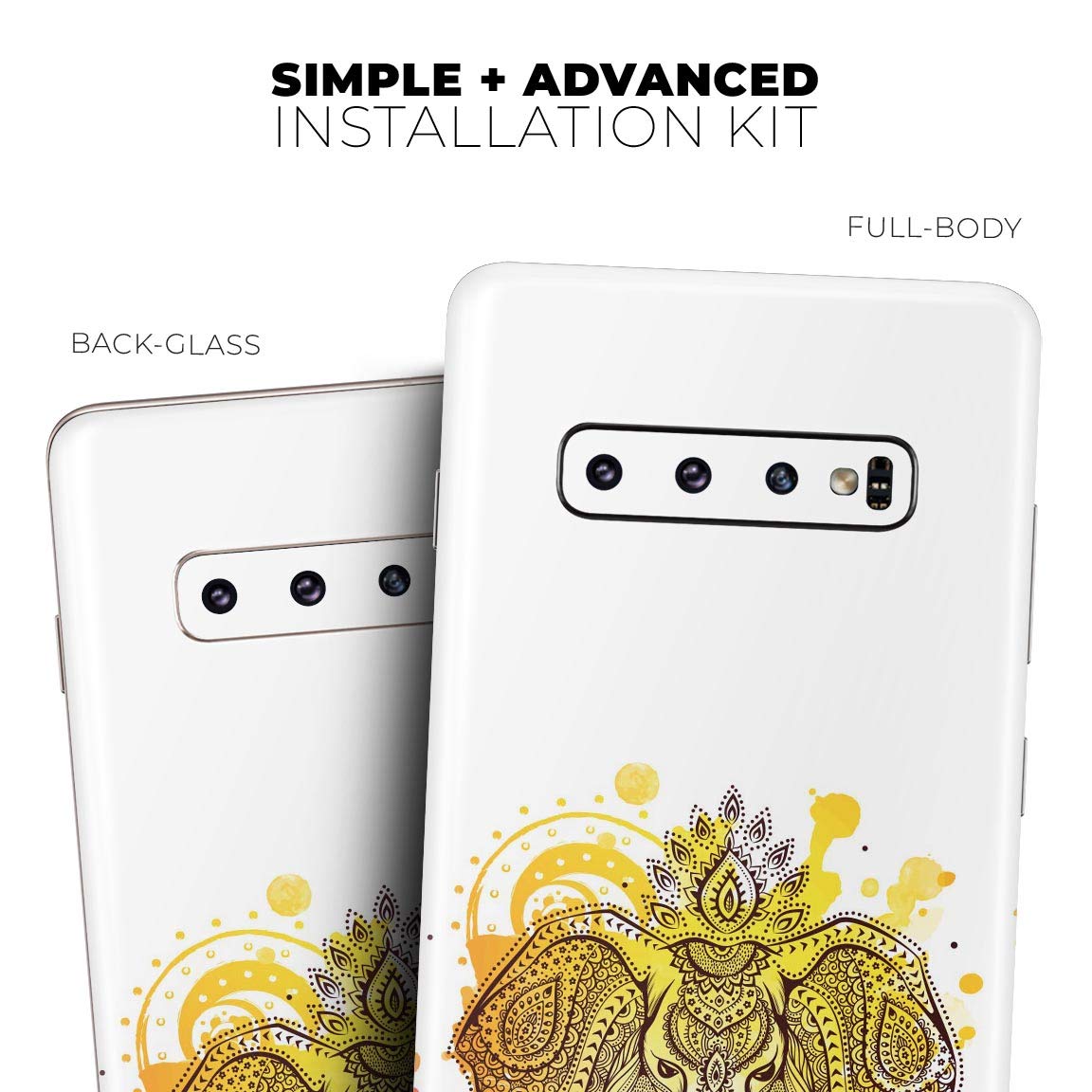 DesignSkinz Bright Orange Ethnic Elephant Protective Vinyl Decal Wrap Skin Cover Compatible with The Samsung Galaxy S20 (Screen Trim & Back Glass Skin)