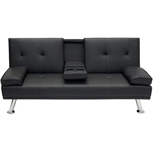 BUY JOY Entertainment Furniture Futon Sofa Bed Fold Up Down Recliner Couch Cup Holders