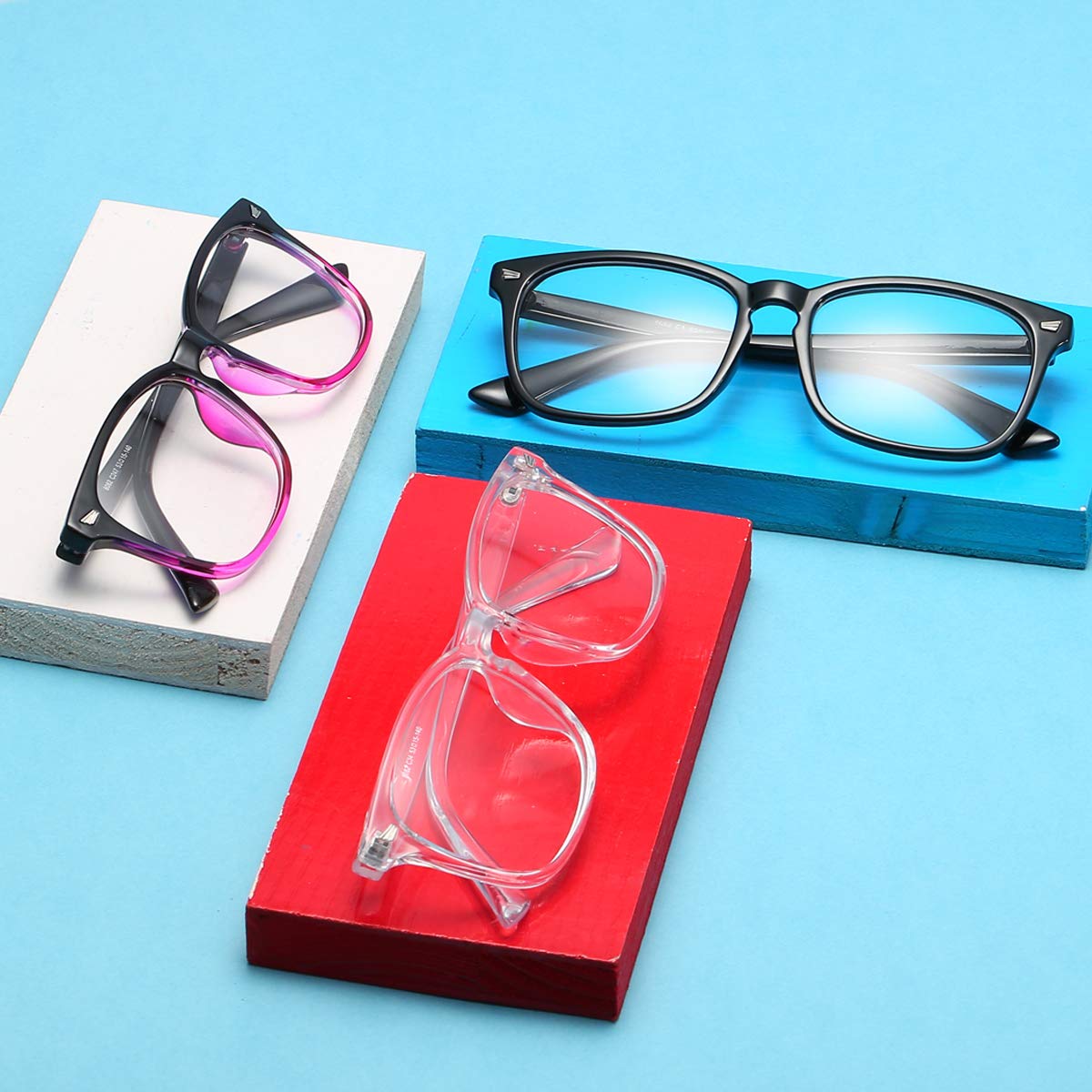 aisswzber Unisex Stylish Square Non-Prescription Eyeglasses Clear Lens Glasses