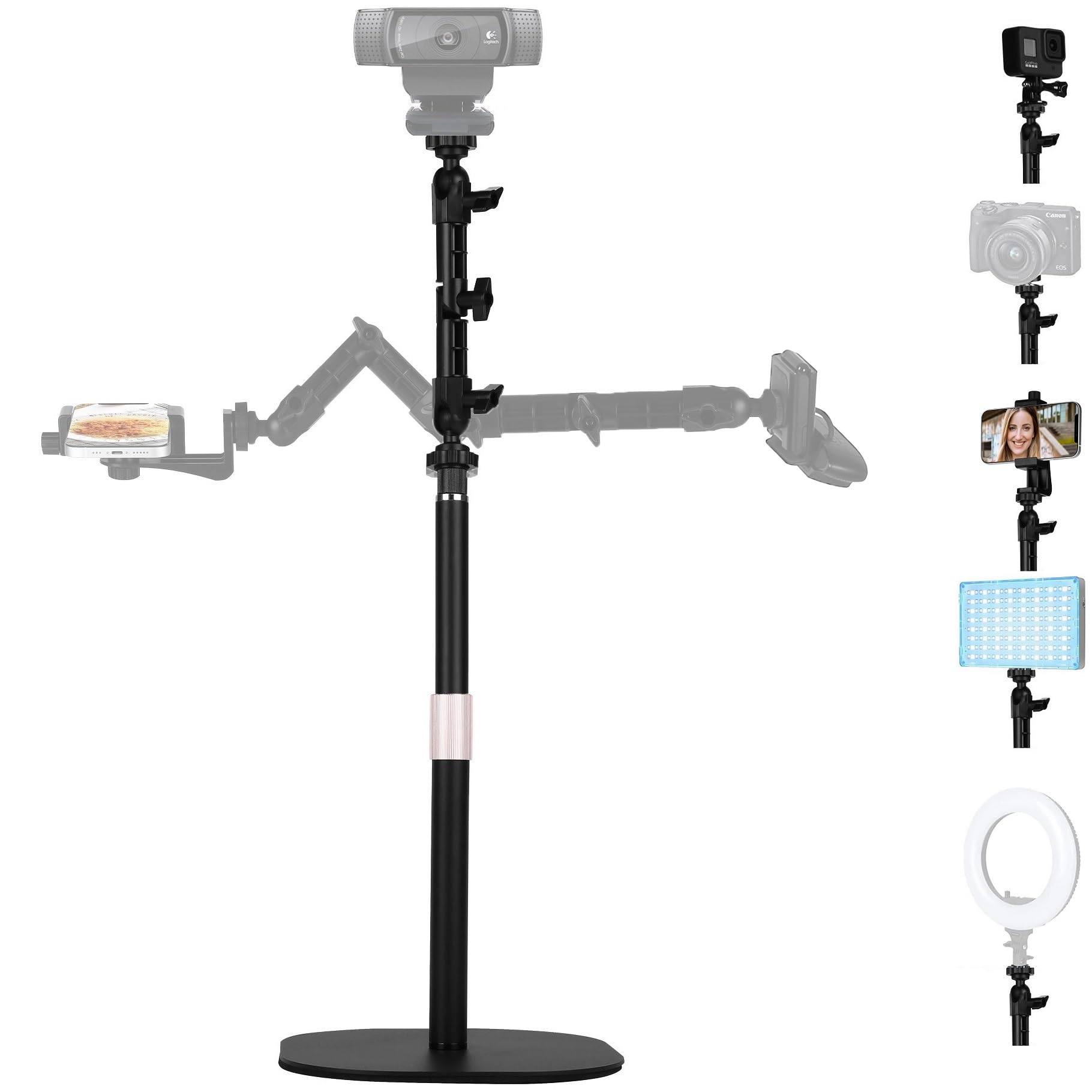 25 Inches Webcam Stand, Tabletop Folding Webcam Holder Compatible with Logitech C920s StreamCam C930 C922 Brio C925e C615 Webcams - Acetaken