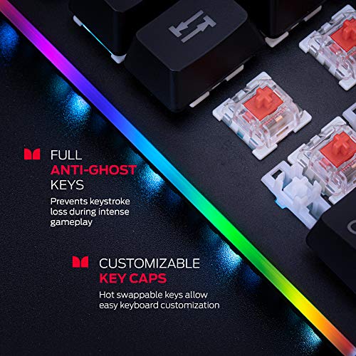 Monster Alpha 5.0 LED Mechanical Gaming Keyboard with Anti-ghosting Individually Backlit RGB Keys, Programmable RGB Lighting Effects, Magnetic Palm Rest and Dedicated Media Keys β for PC Gaming