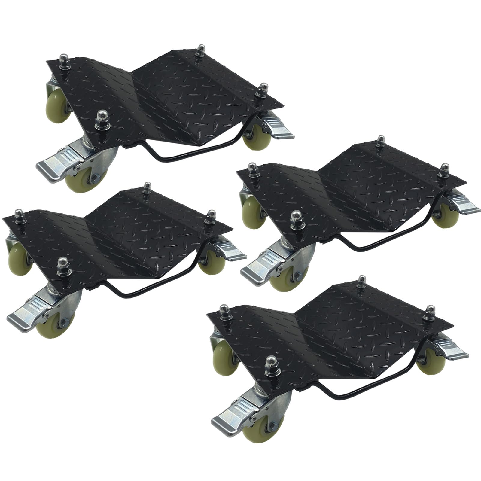 4 Pack Heavy Duty Wheel Dolly Car Tire Stakes Set for Tow or Vehicle Storage Furniture Movers 10,000 lbs Capacity Black (Black, 4 Dollies)