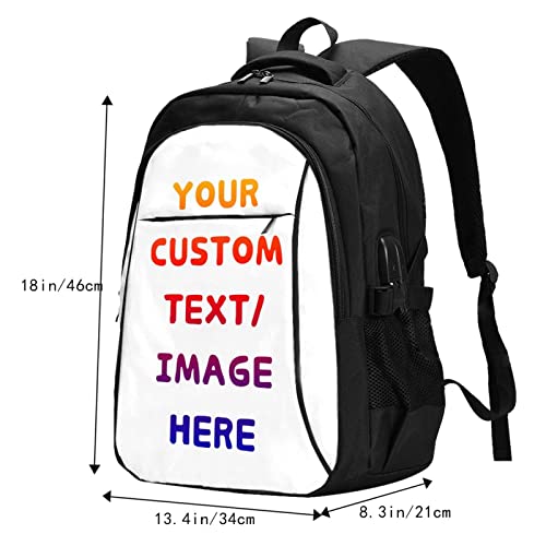 ADDUPICT Custom Travel Laptop Backpack Personalized for Men Women with Name Photo Customized Computer Bags with USB Port 18 x 13.4 x8.3 in