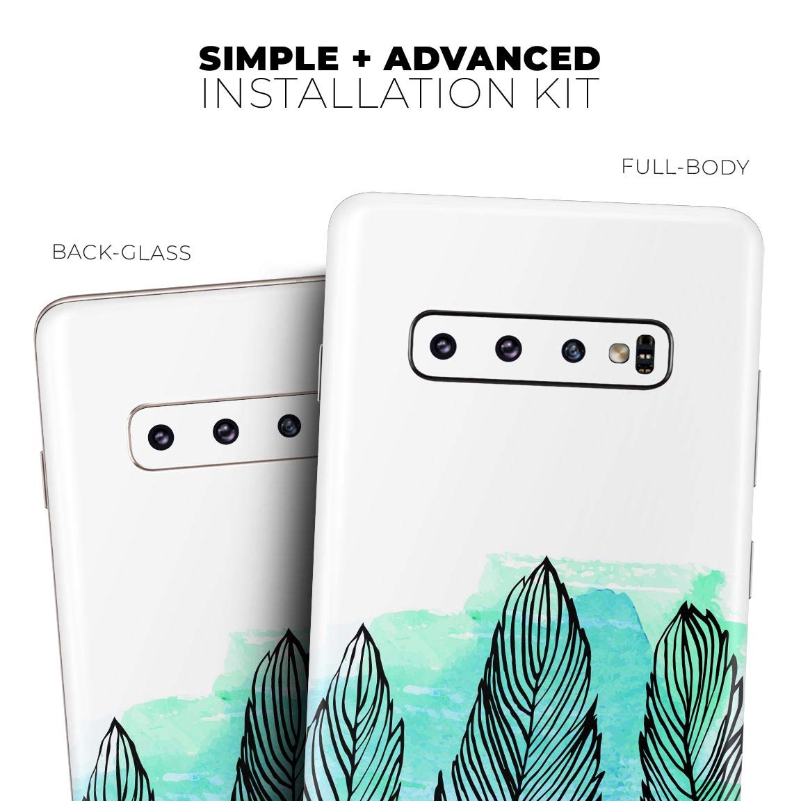 DesignSkinz Pen & Watercolor Feathers Protective Vinyl Decal Wrap Skin Cover Compatible with The Samsung Galaxy S20 (Screen Trim & Back Glass Skin)