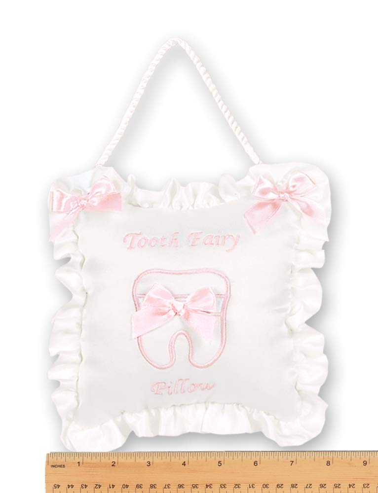 Bearington Le Petite Girls Pink Tooth Pillow, 7.5" x 7.5 "