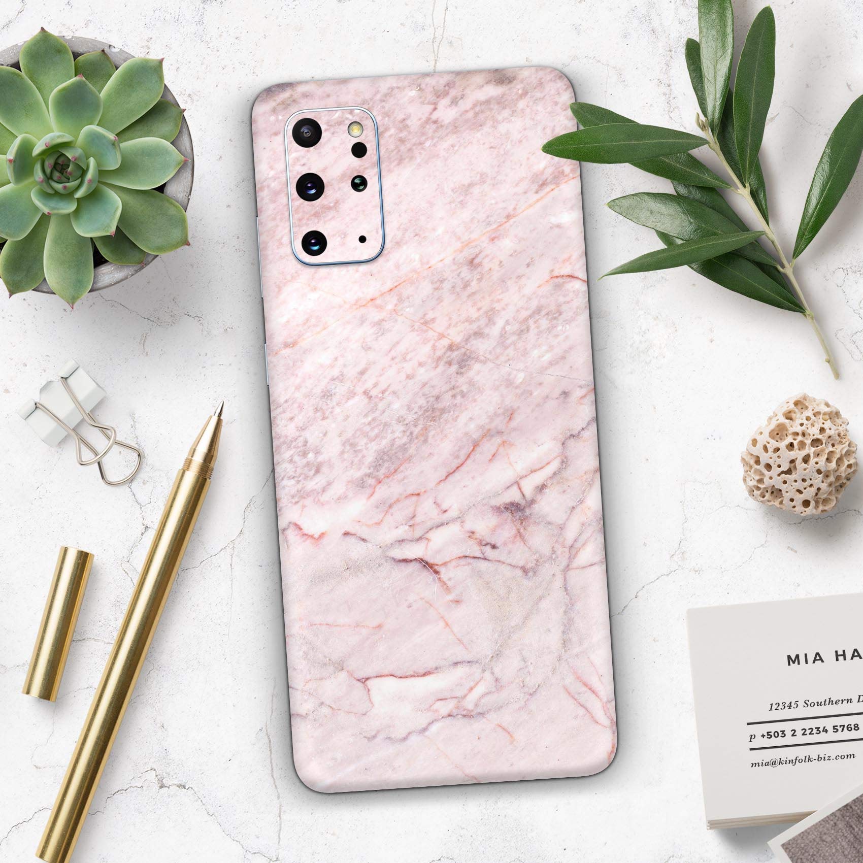 DesignSkinz Pink Slate Marble Surface V7 Protective Vinyl Decal Wrap Skin Cover Compatible with The Samsung Galaxy S20 (Screen Trim & Back Glass Skin)