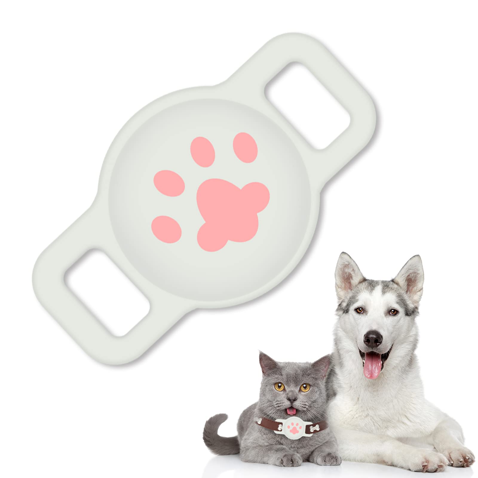 Air Tag Dog Collar Holder for Apple Airtag Silicone Case Cover Accessory for Pets Dogs Cats Small Pet Animals Safety Apple Airtag Tracking Locator Anti-Lost Tracker Finder(Luminous)