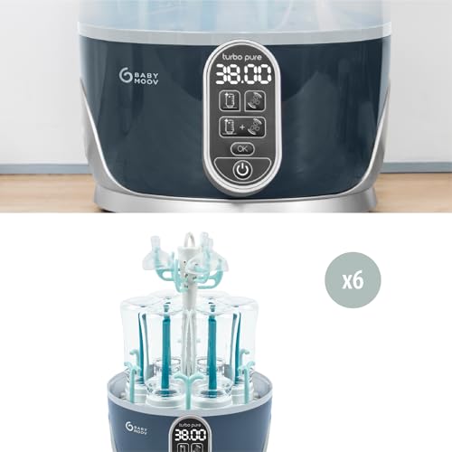 Babymoov Turbo Pure Steam Sterilizer Dryer, Patented Purified Sterilization, Fast & Clean Drying, Baby Bottle Storage and Easy Use (Elimates 99.9% of bacteria)