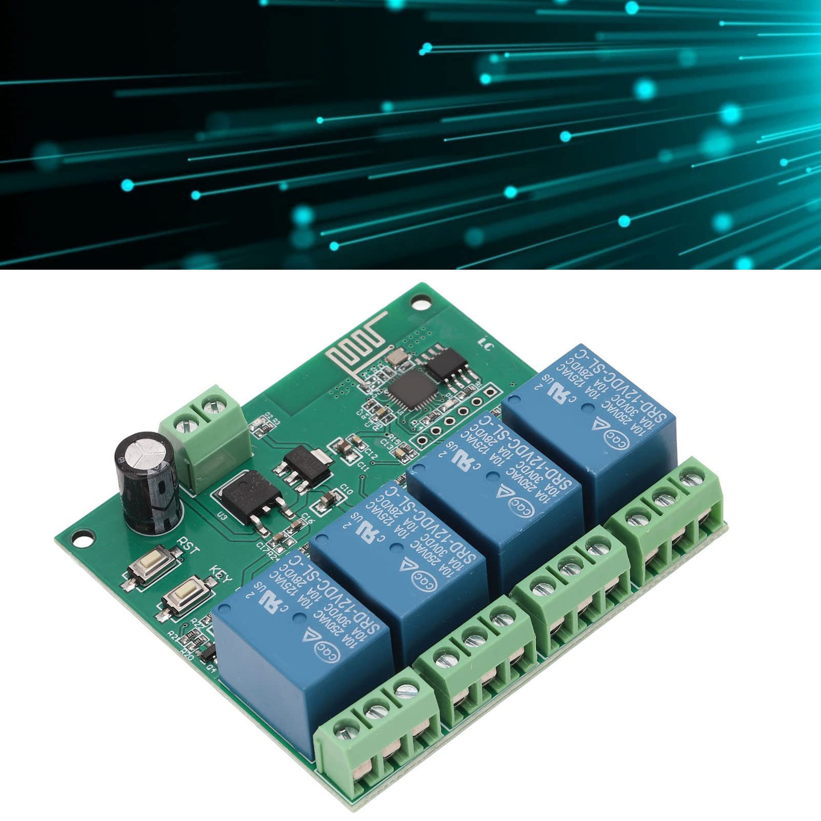 4 Channel Relay Module, ESP8266 Relay Board for Electronic Equipment (DC12V)