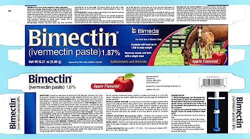 BIMECTIN IVERMECTIN 1.87% Paste WORMER PARASITES Apple Horse OTC (1 Tube)