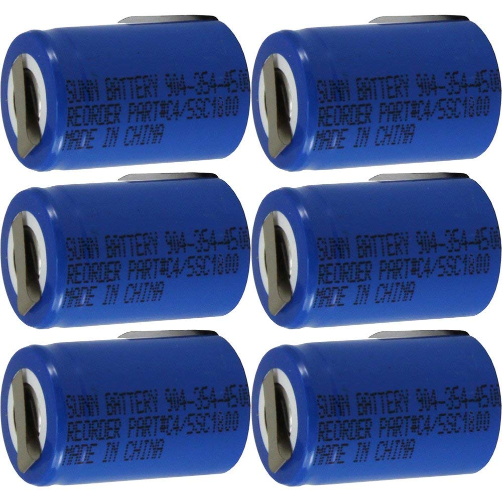6 NIMH 4/5 SubC Sub C 1.2V 1800mAh Rechargeable Batteries with Tabs