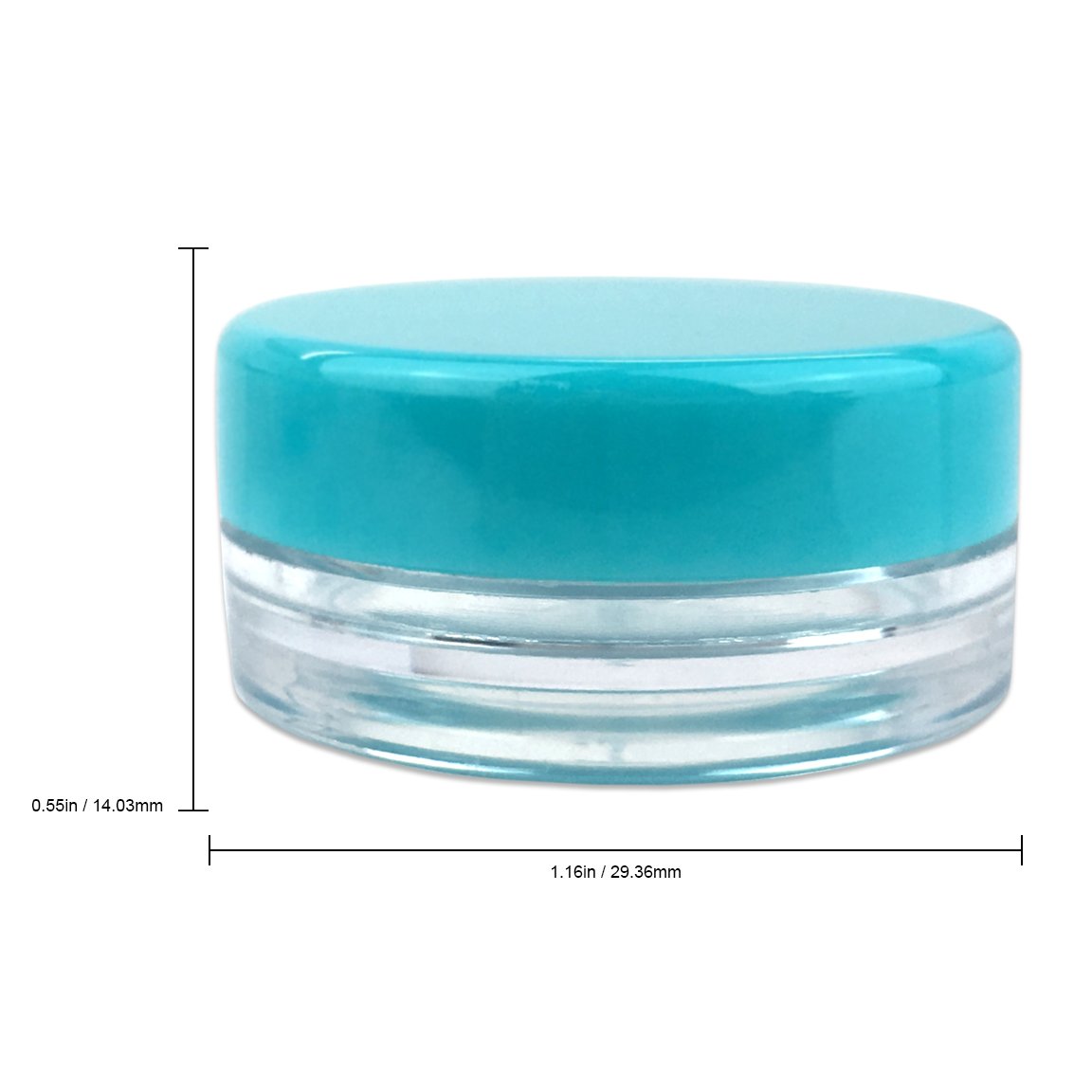 Beauticom (200 Pieces Jars + Lid) 3G/3ML Round Clear Jars with TEAL Sky Blue Screw Cap Lids for Scrubs, Oils, Toner, Salves, Creams, Lotions, Makeup Samples, Lip Balms - BPA Free