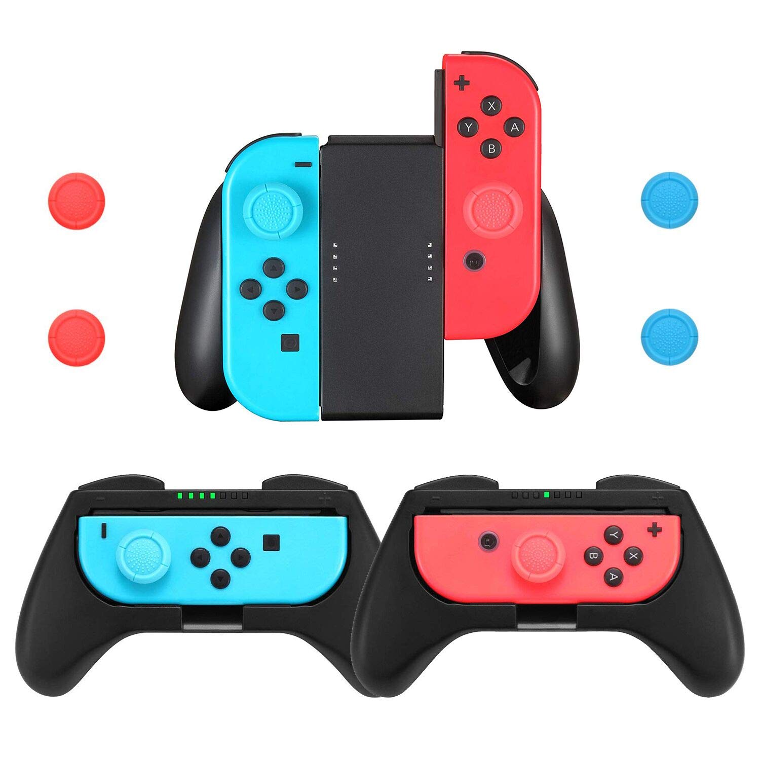 3 Pack Comfort Grips Compatible with Nintendo Switch/Switch OLED Joy-Con, Handle Grips Kit for Switch/Switch OLED Joy-Con Controller with 4 Thumb Grip Caps
