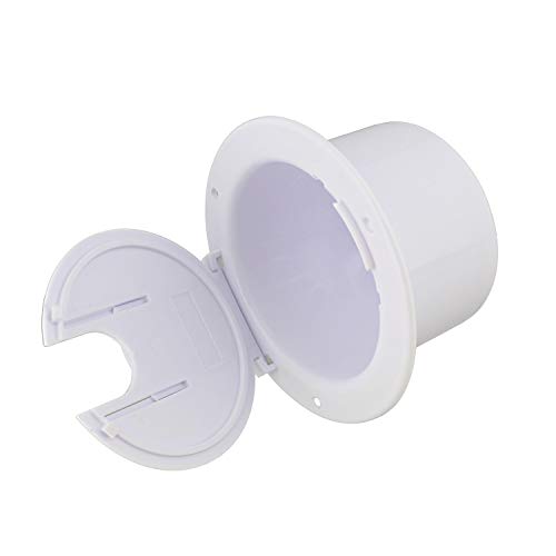 Dumble Round Electric Cable Hatch for 50 Amp RV Electric Cord β RV Camper Electric Cord Cover, White