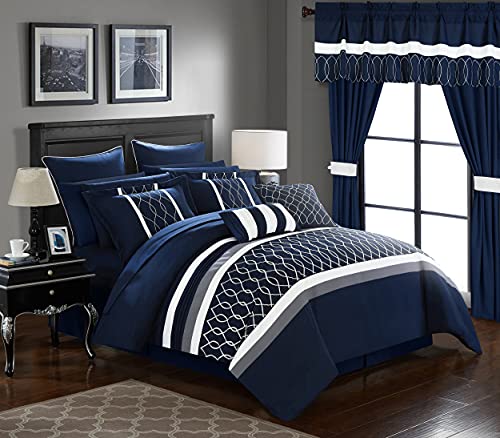 Chic Home Dinah 24 Piece Comforter Set, Queen, Blue