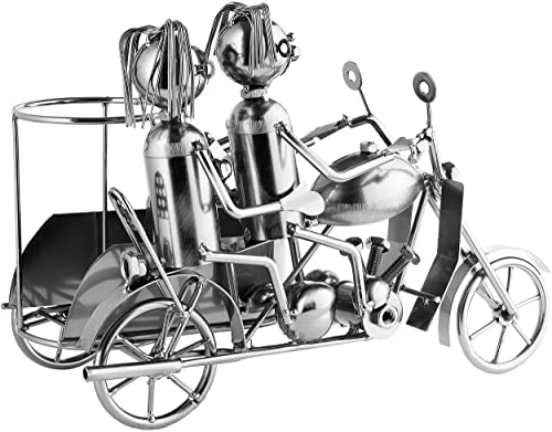BRUBAKER Wine Bottle Holder Motorcycle Couple with Dog in Sidecar Metal Sculptures and Figurines Decor Wine Racks and Stands Gifts Decoration