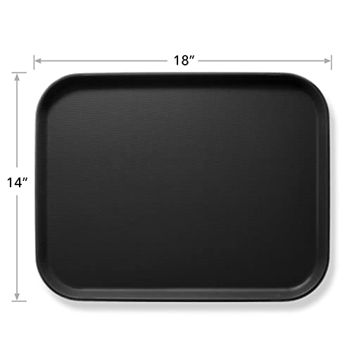 Jubilee (Set of 4) 14" x 18" Rectangular Restaurant Serving Trays, Black - NSF Certified Non-Slip Food Service Tray