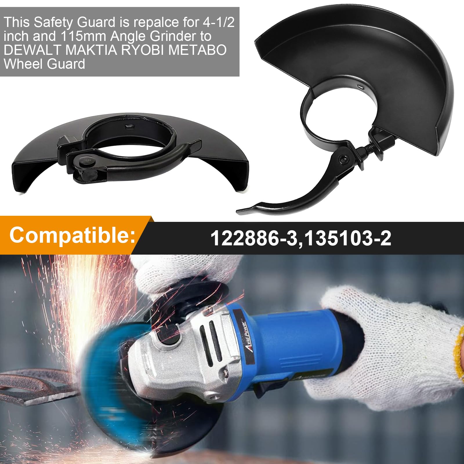 397661-01 Metal Angle Grinder Guard 4-1/2" 5β Replacement for Dewalt D28116 D28065 D28144 GA6010Z GA6020 9566PC 9566CV Angle Grinder