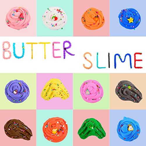 54 Pack Mini Butter Slime Kit for Girls Boys, Scented Fruit Party Favors, Soft and Non-Sticky, Stress Relief Putty Toys Kids,Educational