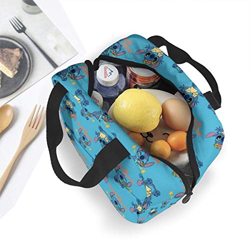 ZJBLHEQ Cute Blue Insulated Lunch Bag Portable Thermal Cooler Box Reusable Picnic Tote Bento Bag For Men Women Work School Travel