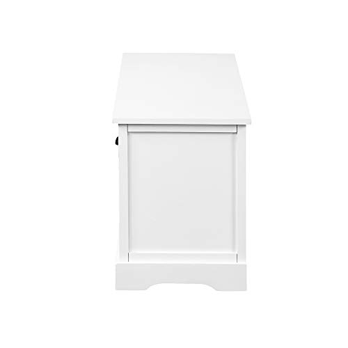 Knocbel Entry Wicker Storage Bench Wood Entryway Hallway Bedroom Bench Cabinet with 3 Drawers and 3 Woven Baskets, Fully Assembled, 19.5" H x 41.9" L x 15.2" W (White)