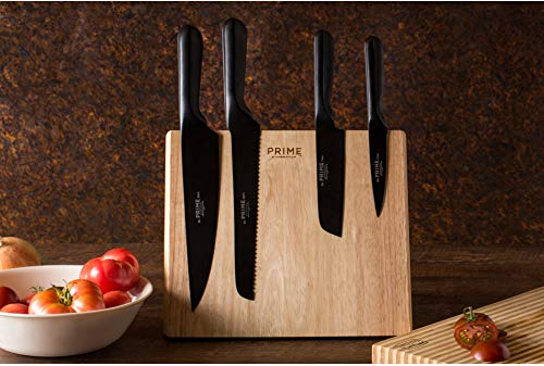 Chicago Cutlery Prime 5Pc Magnetic Wood Block Set, German MOV Stainless Steel Blades, Black, Beech