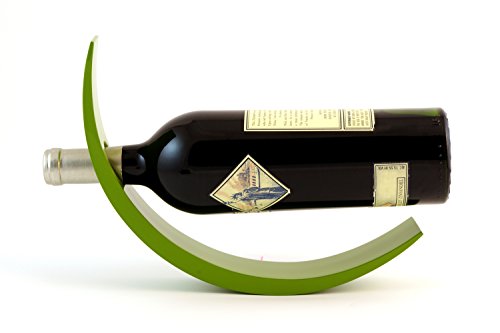 ARC Lacquer Wood Wine Bottle Holder - Balances Wine in The Air, Green