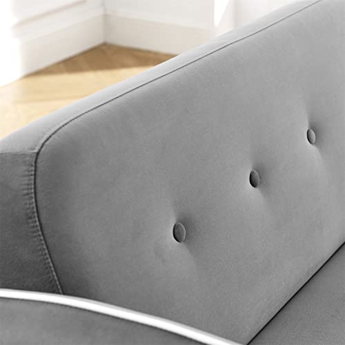 55.5" Pull Out Sofa Bed, Velvet 2 Seater Loveseats Sofa with Side Pockets, Convertible Sleeper Bed with Adjsutable Backrest and Pillows, Sofa Bed Couch for Apartment Office Living Room, Grey