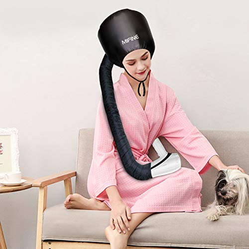 Bonnet Hood Hair Dryer Attachment - Adjustable Extra Large Bonnet Hair Dryer for Hand Held Hair Dryer with Stretchable Grip and Extended Hose Length (Black)