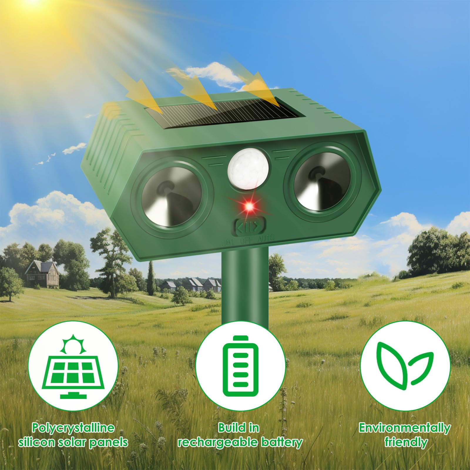 4 Pack Animal Repellent Ultrasonic Cat Repeller Deer Repellent Solar Animal Repeller with Motion Sensor Detection Dog Fox Raccoon Repellent Squirrel Repellent Skunk Repellent Deterrent for Yard