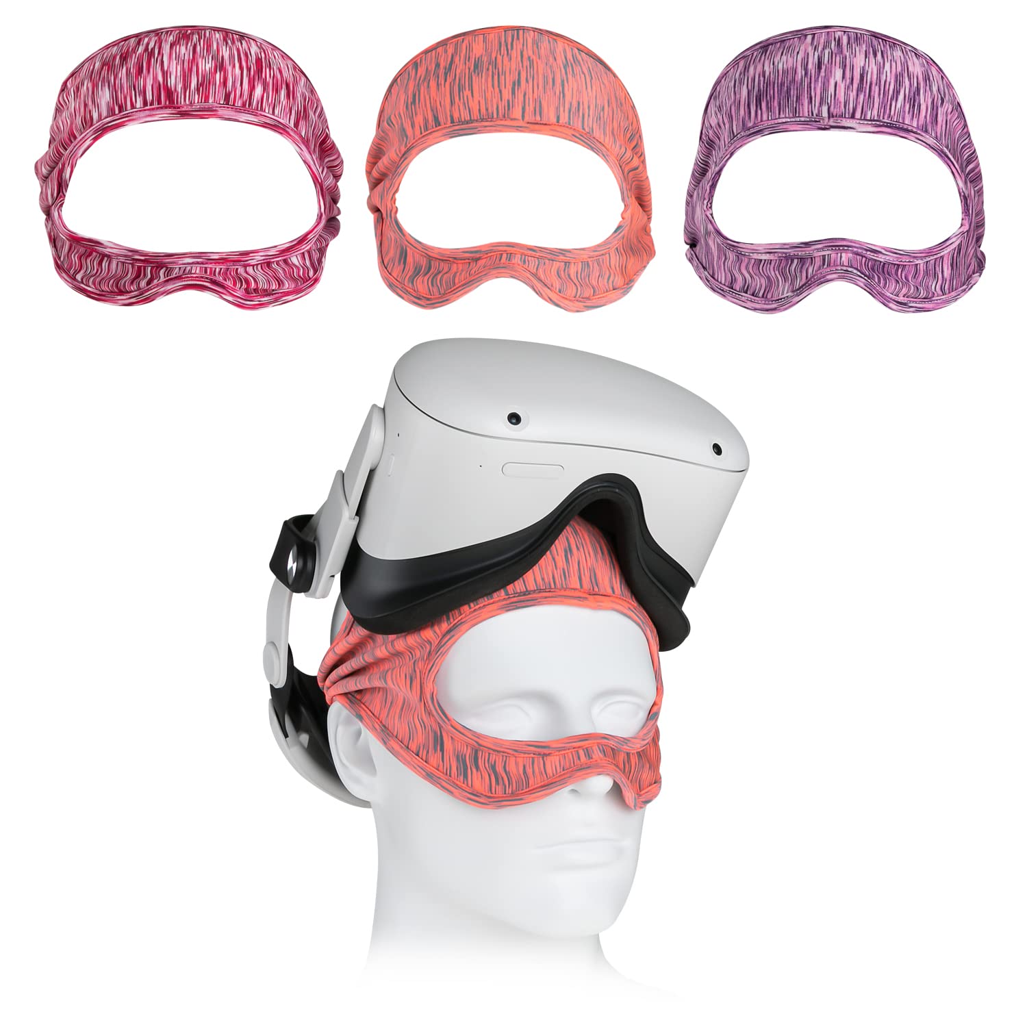 3 Pack Ermorgen Sweat Guard Band Compatible for Oculus Quest 2, Breathable VR Mask Elastic Adjustable Face Cover Home Sweatband Headband Accessories Enhanced Workouts Supernatural Gaming Experience