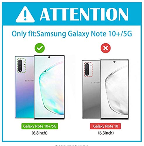 Jaorty PU Leather Wallet Case for Samsung Galaxy Note 10+ Plus/Pro/5G Necklace Lanyard Case Cover with Card Holder Adjustable Detachable Anti-Lost Neck Strap Case for Galaxy Note 10+/Pro/5G,6.8",Black