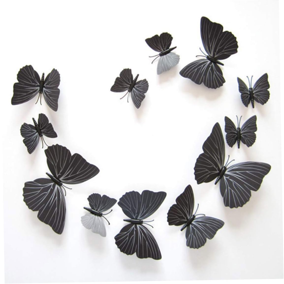 3D Butterfly Wall Decals 12 Pieces 3D Butterfly Stickers Fashion Design DIY Wall Decoration Butterfly Wall Decals for House Decoration-Black
