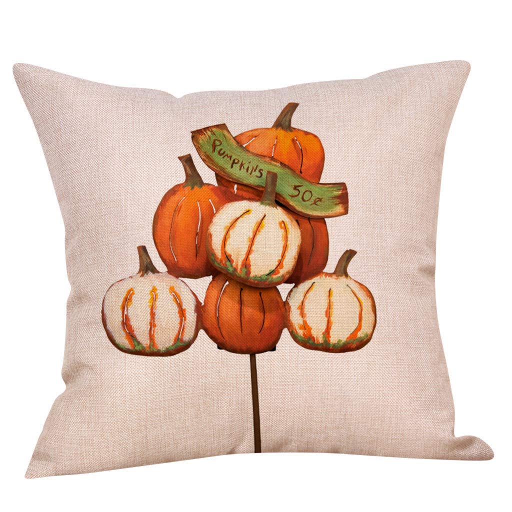 Akabsh Thanksgivin Pumpkin Print Throw Pillow Cover Pillowcases Decorative Sofa Cushion Cover