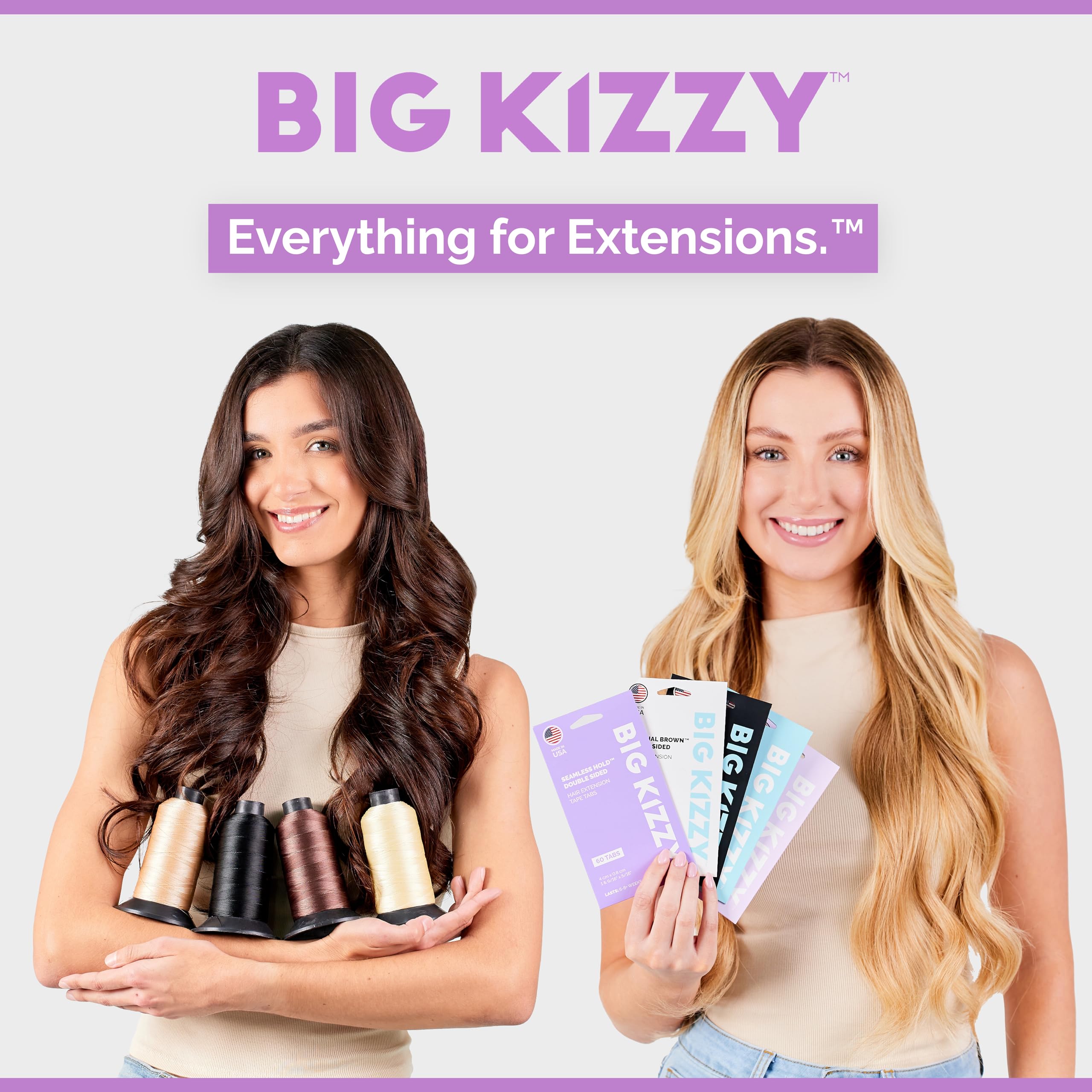Big Kizzy Hair Extensions Tape - Extra Hold Double Sided - Fits Most Tape in Hair Extensions, 4cm x .8cm Tape for Extensions, Professional Extension Tape