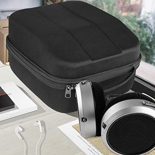 Geekria Shield Case for Large-Sized Over-Ear Headphones, Replacement Protective Hard Shell Travel Carrying Bag with Cable Storage, Compatible with Grado PS1000e, HiFiMAN HE6se (Black)