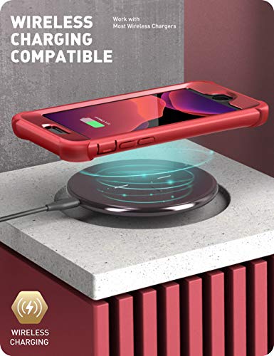i-Blason Ares for iPhone SE Case 2022 (3rd Gen), [Built-in Screen Protector] Dual Layer Rugged Clear Bumper Case for iPhone SE 2022/ iPhone SE 2020/ iPhone 8/ iPhone 7 (Red)
