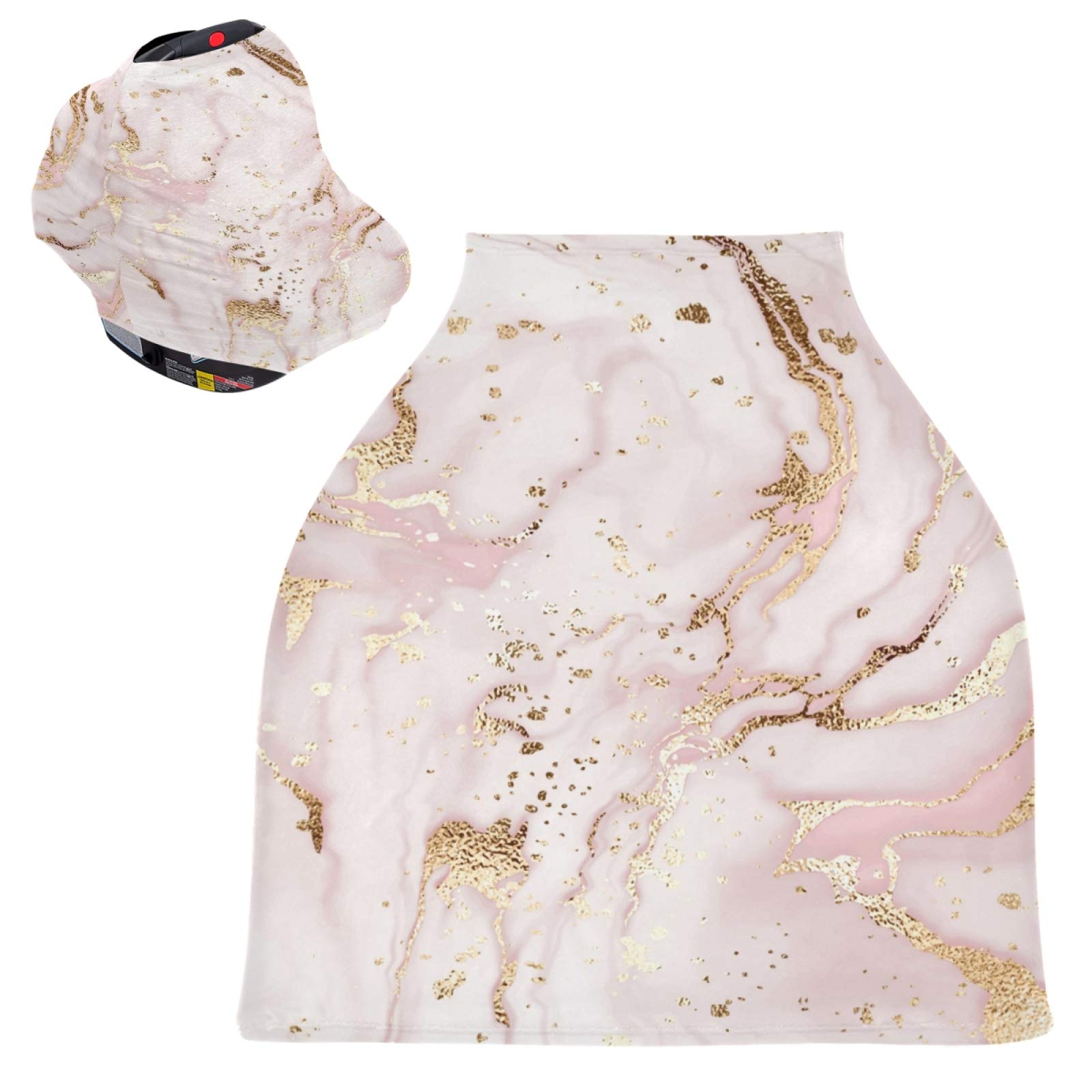 Nursing Cover Breastfeeding Scarf Rose Gold Glitter Marble- Baby Car Seat Covers, Stroller Cover, Carseat Canopy (2na7a)